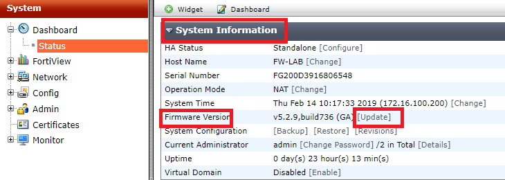 Forti LAB: Fortigate - Upgrading/Dowdgrading OS
