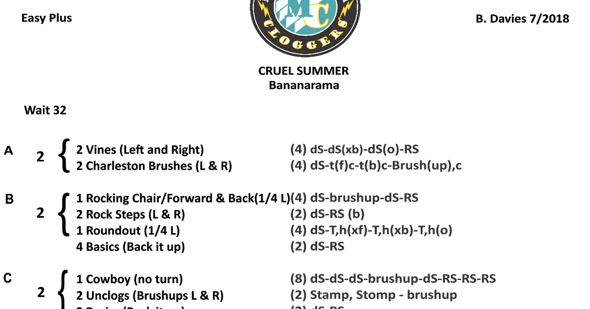 Brenda's Clog Blog: August Easy Clogging Cue Sheet