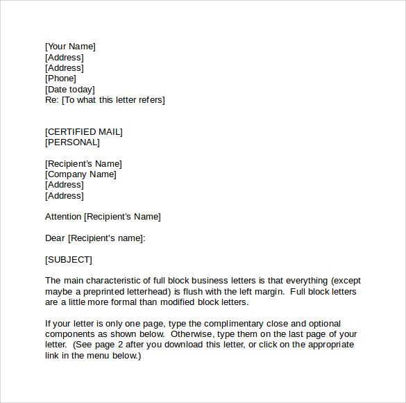 Business Letter Format Using Re - Birthday Letter