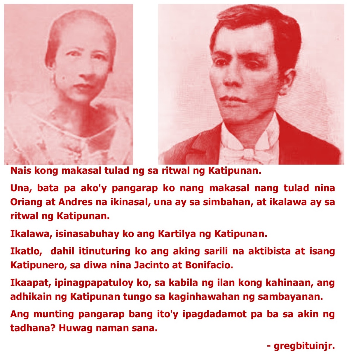 Mga Katipunero: Nais kong makasal tulad ng sa ritwal ng Katipunan.