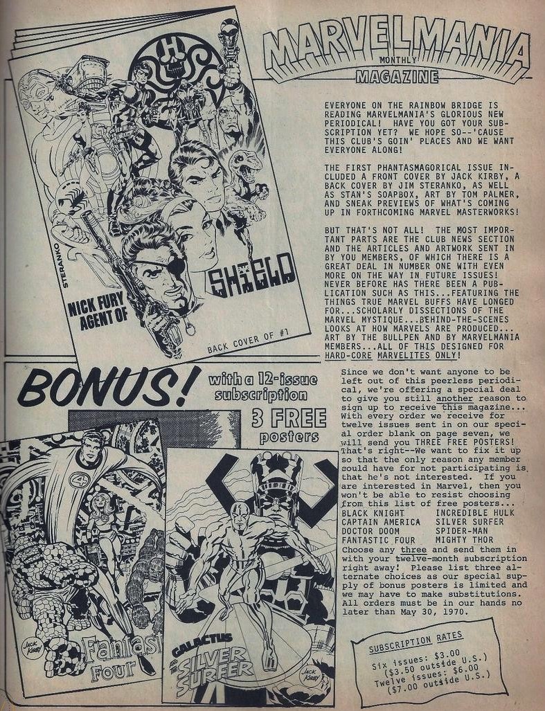 Cap'n's Comics: Back Cover Of Marvelmania Magazine #1 by Jim Steranko