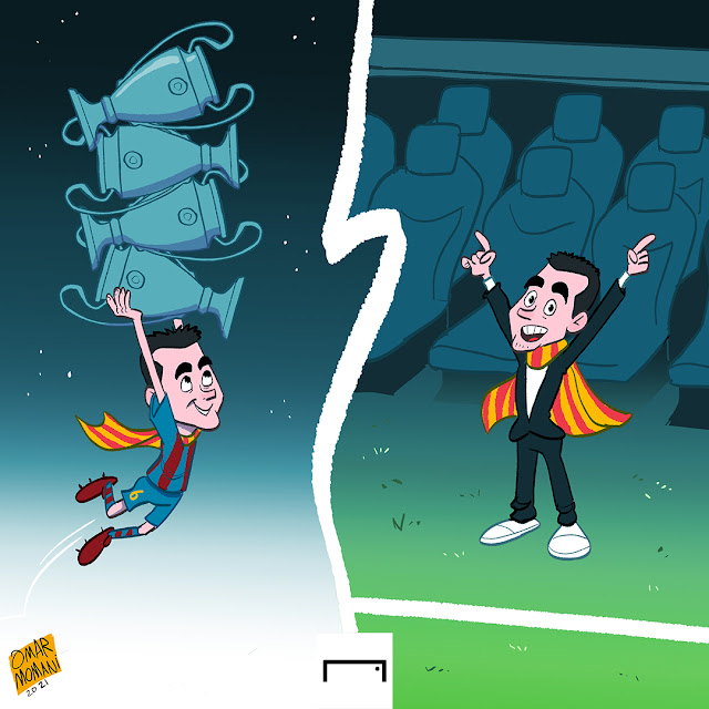 Omar Momani cartoons: Xavi and the Champions League