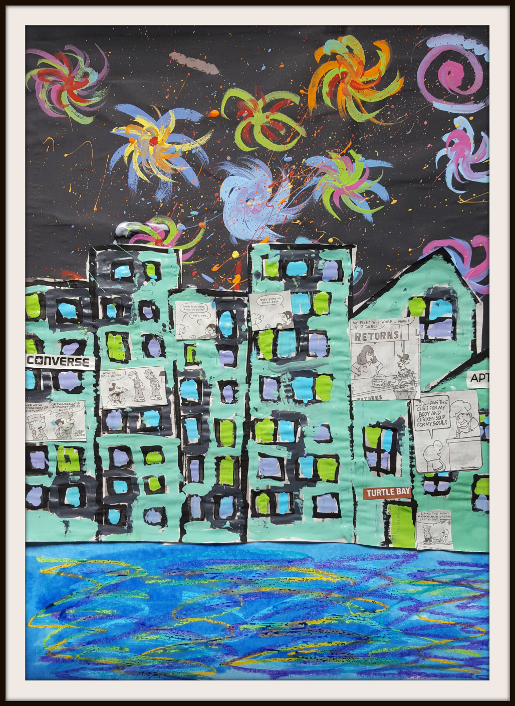 MaryMaking: Newspaper Cityscapes with Fireworks