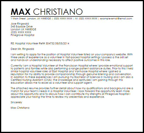 Sample Cover Letter For Volunteer Position In Hospital Sample Letter sample-cover-letter-for-volunteer-position-in-hospital-sample-letter