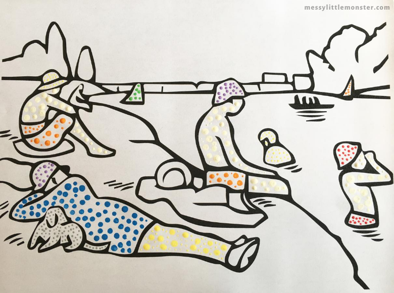 Georges Seurat Pointillism for kids - Messy Little Monster