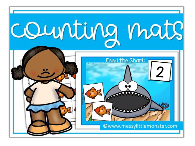 Shark Counting Mats - Messy Little Monster