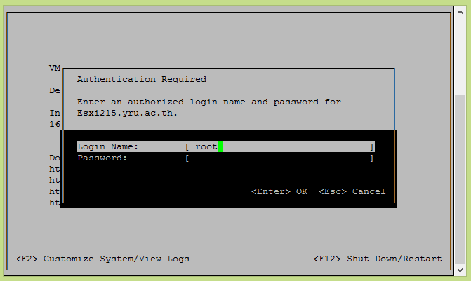 การเปิด Direct Console User Interface (DCUI) ด้วย SSH - ESXi