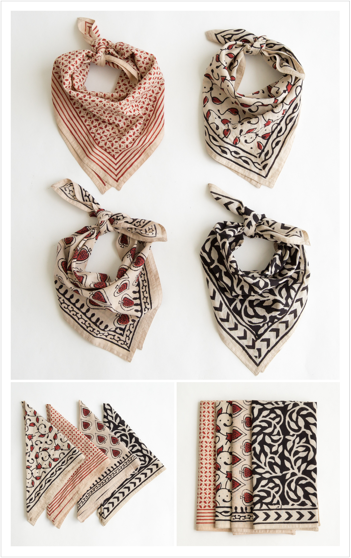 Block Printed Bandanas - Squares of Crafted Brilliance - the MAIWA BLOG