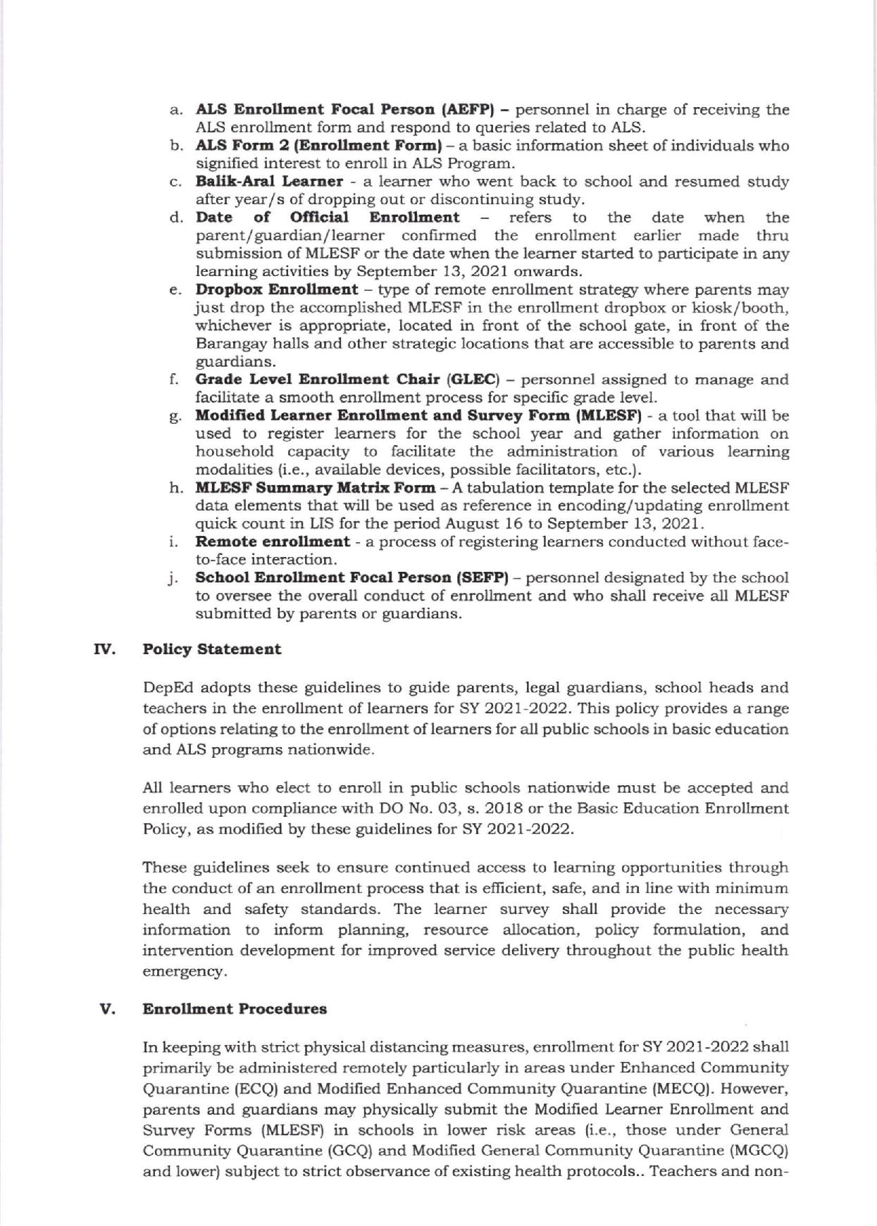 Deped Order No 032 S 2021 Guidelines On Enrollment Fo - vrogue.co