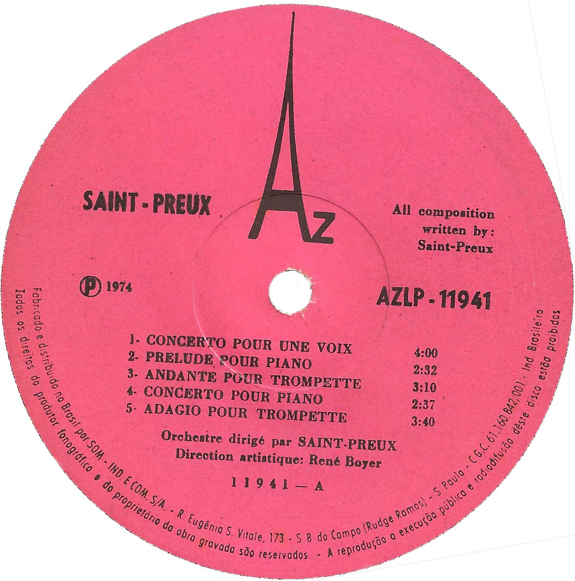 LA PLAYA MUSIC - OLDIES: SAINT-PREUX - CONCERTO SAINT-PREUX - 1974
