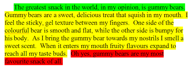 4th Grade Purple: Gummy Bear Paragraph Writing