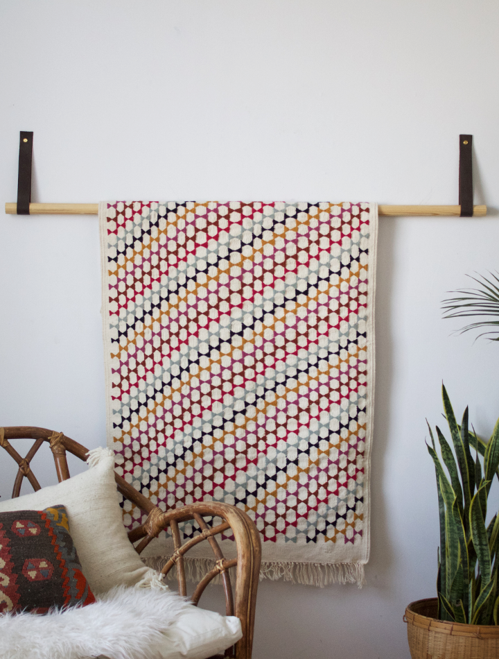 FOXTAIL + MOSS: DIY Leather + Dowel Textile Display with Centered by Design