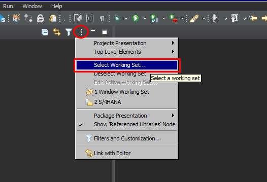 SAP ABAP Central: Organizing ADT Project Explorer – Working Sets