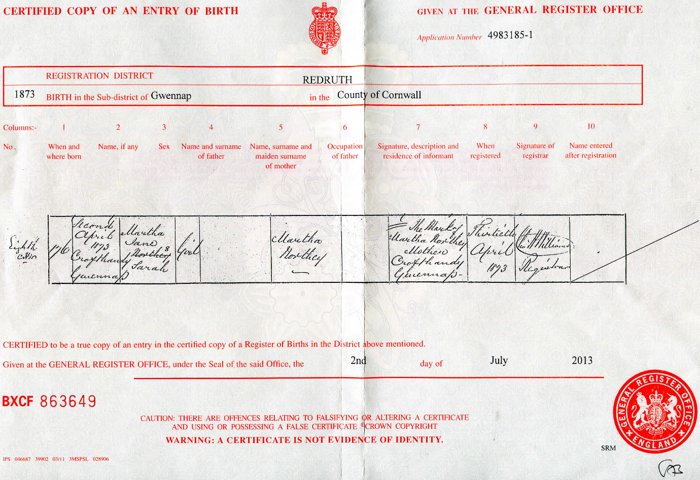 The Northey Family of Lyttelton, New Zealand and Martha's Secret ...