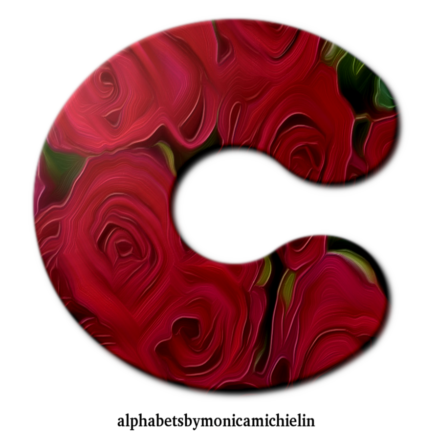 M. Michielin Alphabets: RED ROSES PAINTING OIL TEXTURE SEAMLESS ALPHABET