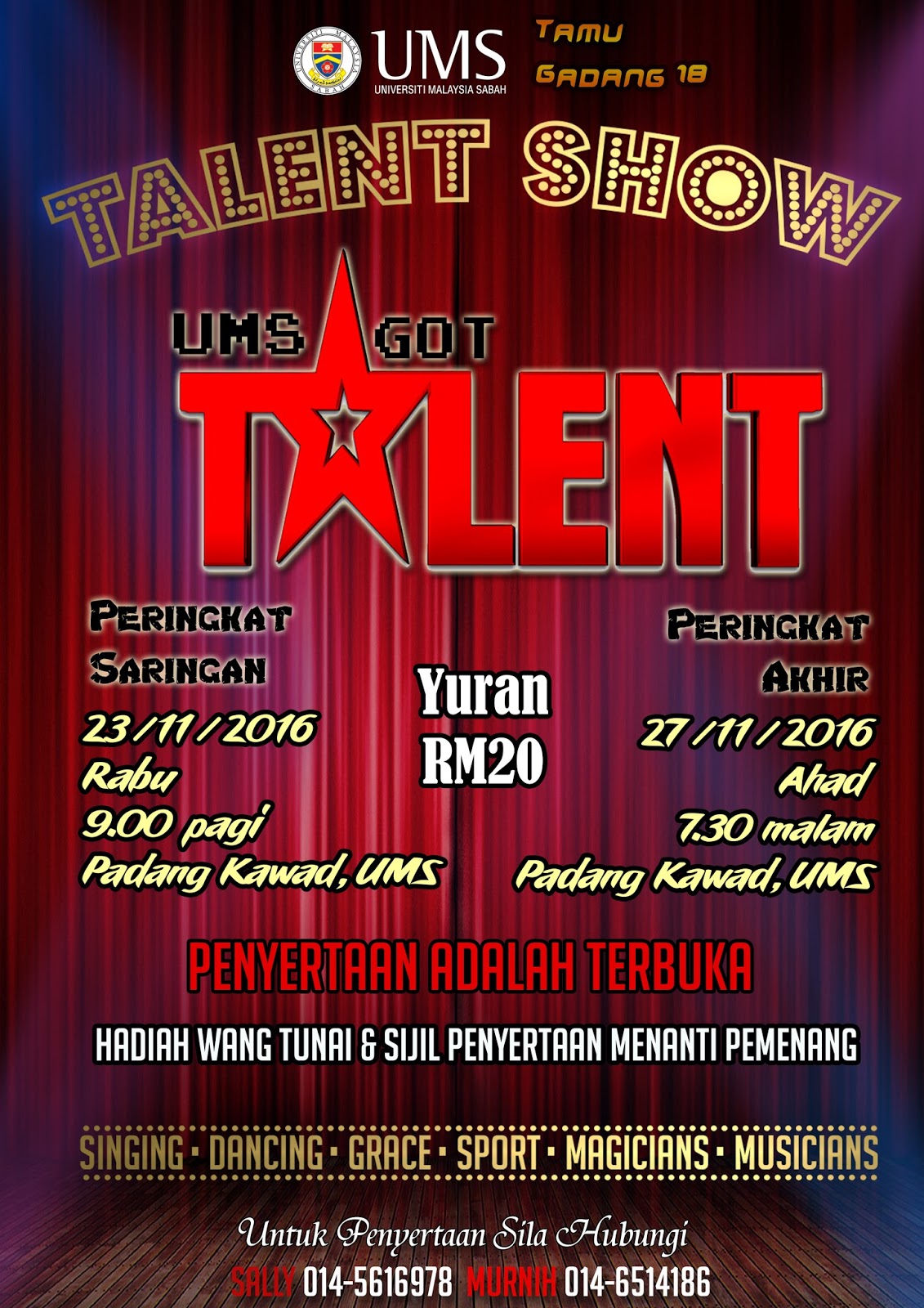 Poster-Poster Pertandingan Tamu Gadang UMS 18 2016 | Pentas Bicara Ilmu