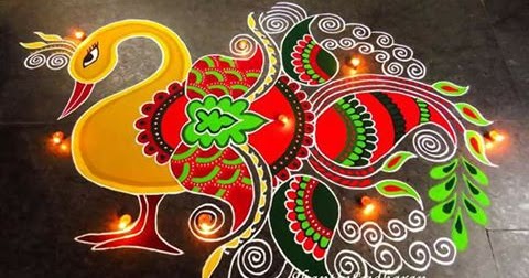 CHODAVARAMNET: FIRE FLAME PEACOCK DIGITAL RANGOLI ART