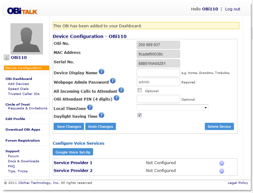 [WiMAXATL] How To Setup Google Voice as a Landline with the OBi100 VoIP ...