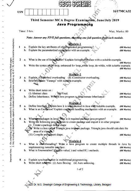 Visvesvaraya Technological University MCA. (CBCS) Third Semester 16 ...