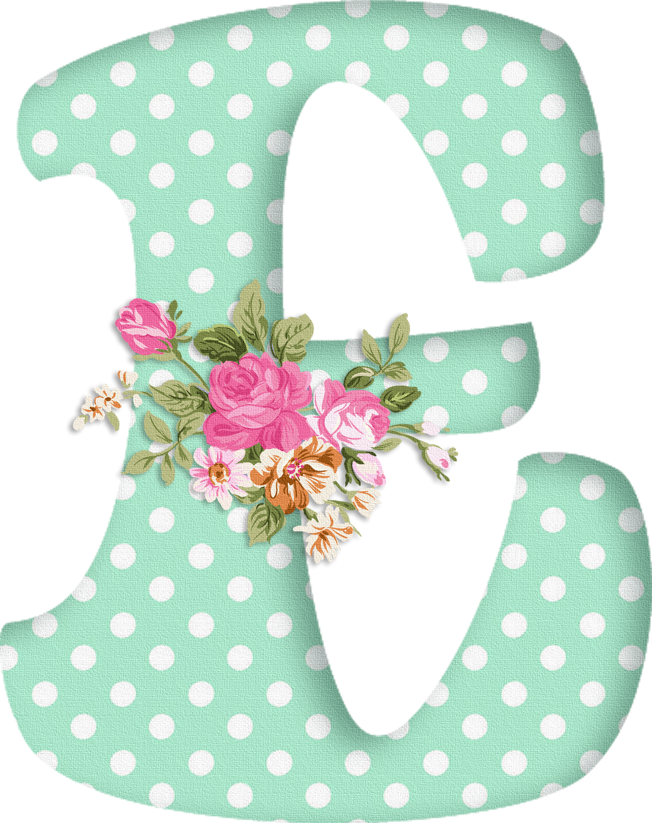 Alfabeto en Verde con Lunares y Rosas. . - Oh my Alfabetos!