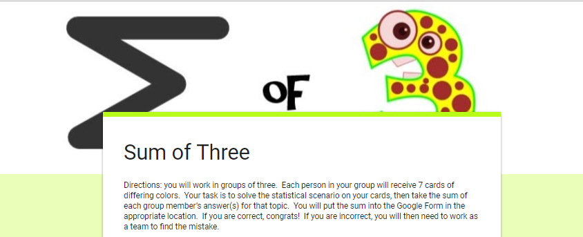 One Sample Inference: Sum of Three