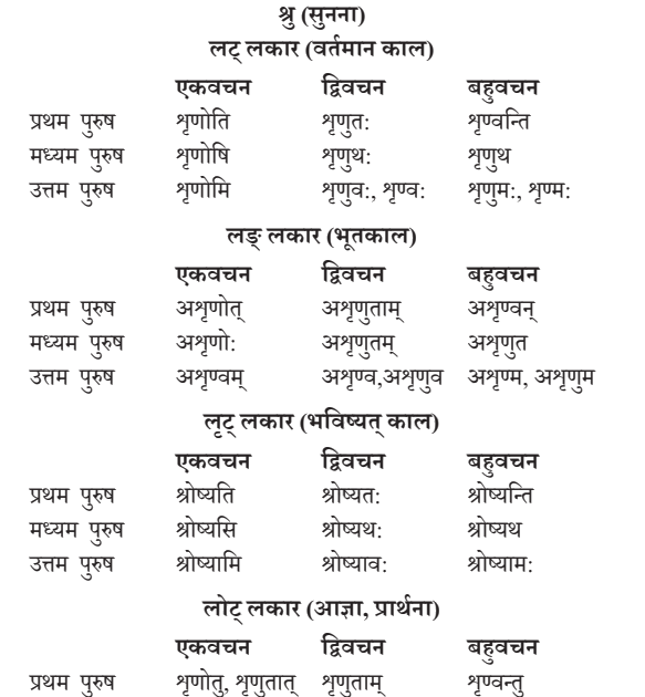 श्रु धातु के रूप संस्कृत में – Shru Dhatu Roop In Sanskrit | HindiVyakran