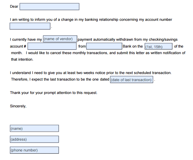 Ach Revocation Letter Template ~ Resume Letter