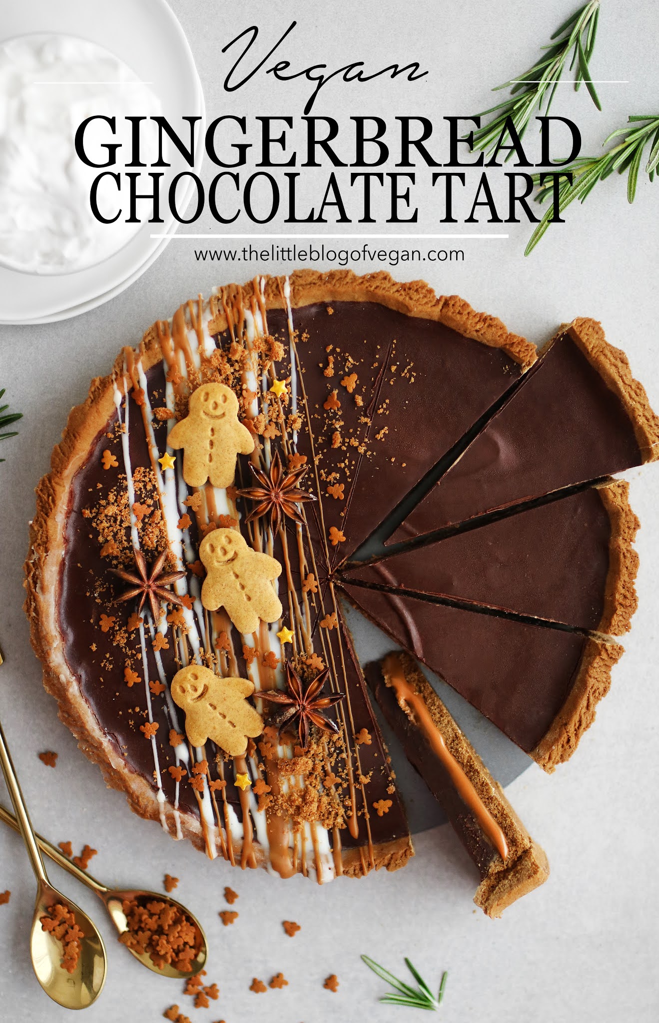 Vegan Chocolate Gingerbread Tart recipe - The Little Blog Of Vegan
