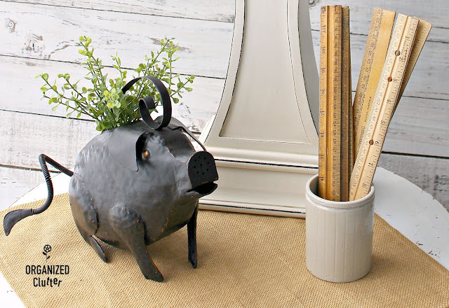 Up-cycling An Ear-less Goodwill Pig Watering Can - Organized Clutter