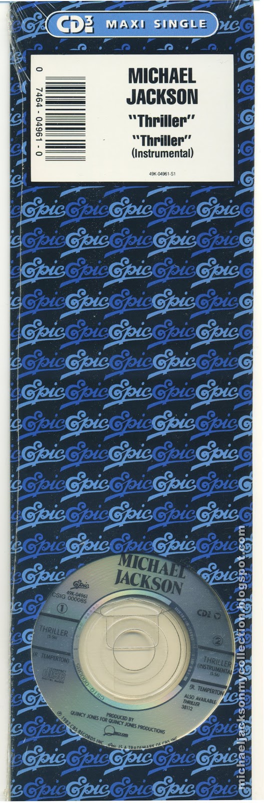 Michael Jackson: Collection for SALE: THRILLER: 3 INCH CD SINGLE EXTRA ...