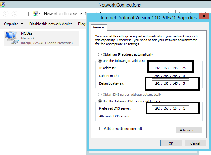 Multi Subnet failover Cluster IP Configuration in the test LAB.