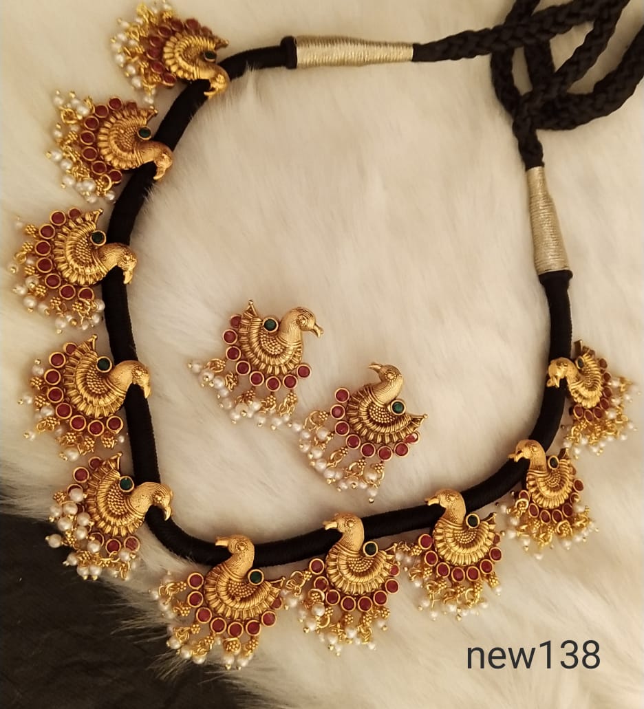 Black Thread Necklace - Indian Jewelry Designs