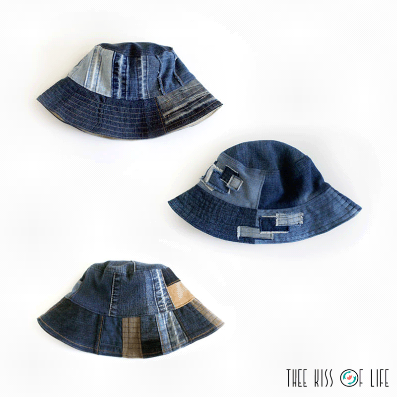New in thee Shop: Upcycled Denim Bucket Hats | thee Kiss of Life Upcycling
