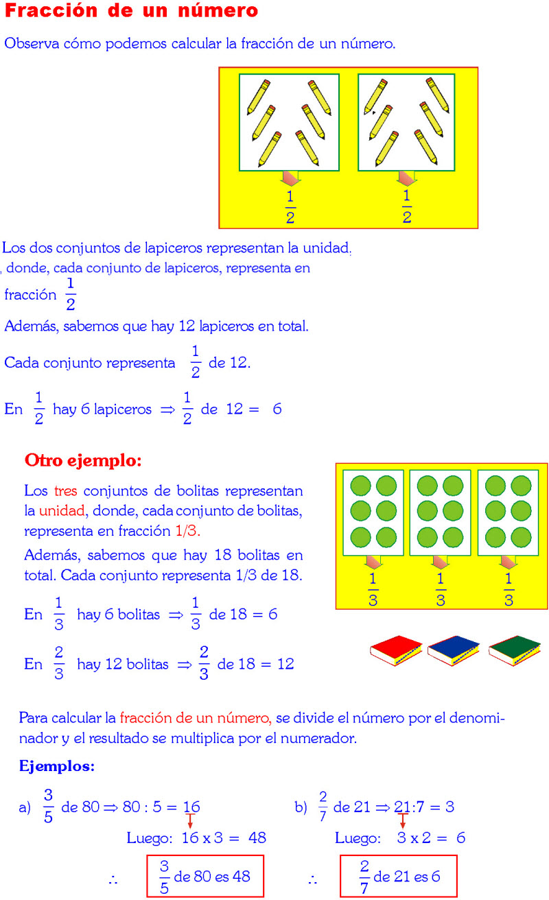 FRACCION DE UN NUMERO EJEMPLOS Y EJERCICIOS RESUELTOS