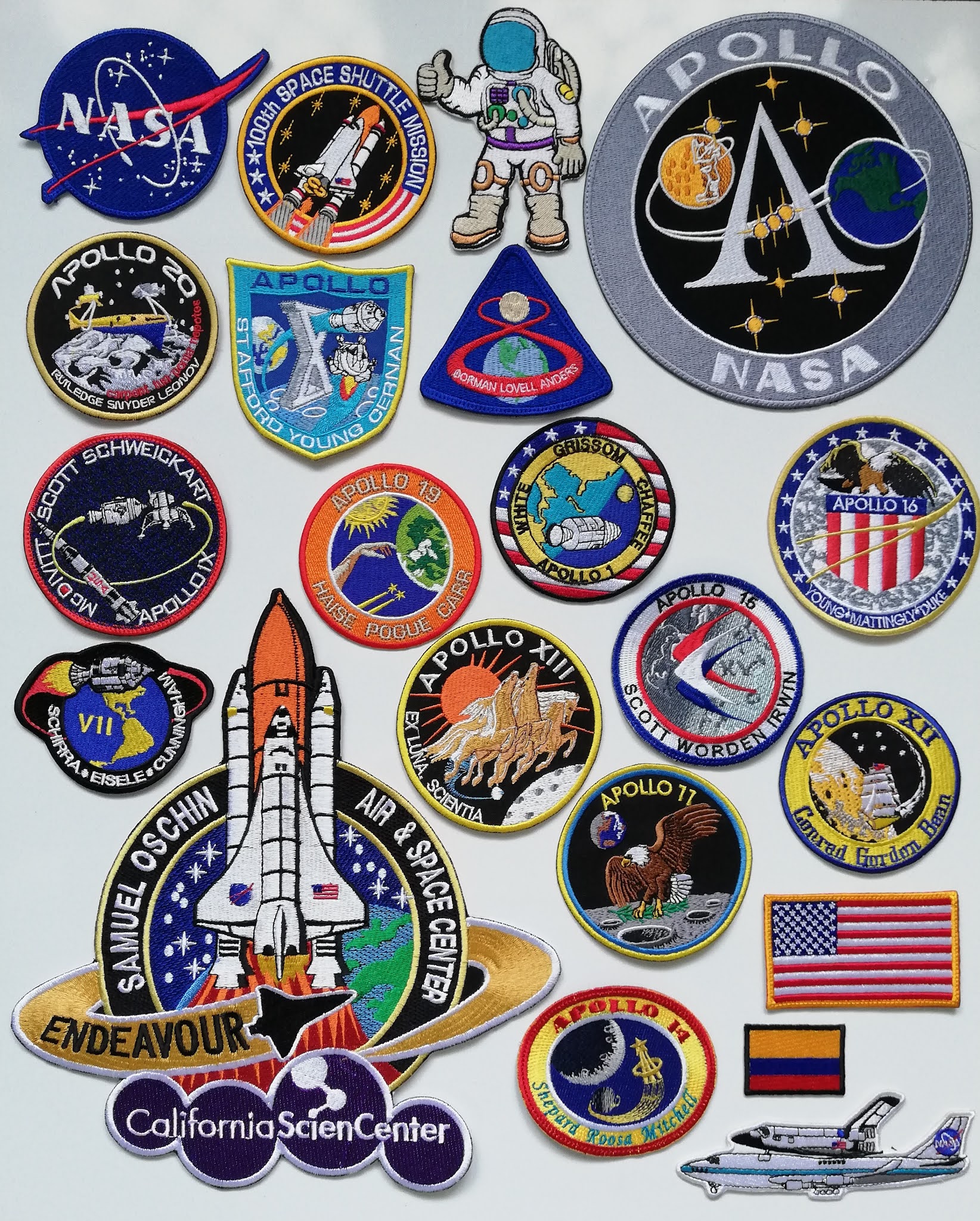 VIAJES Y MISIONES ESPACIALES NASA, ENDEAVOUR, PARCHES APOLLO, SAPCE X ...