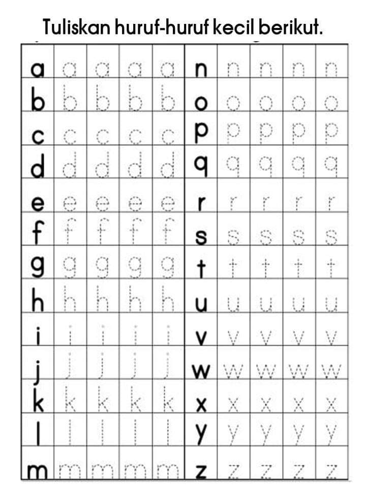 Download / Muat Turun Latihan Mengenal Huruf A hingga Z