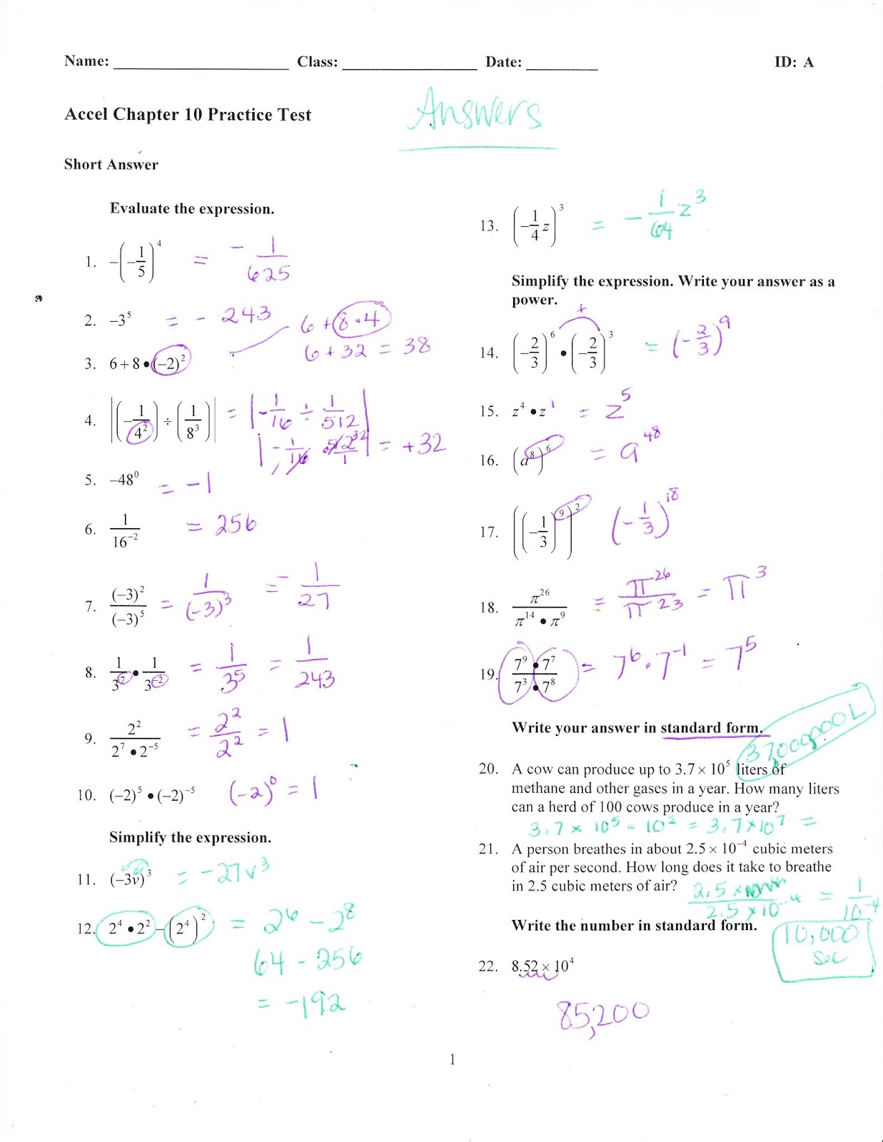 Ms. Jean's ACCEL 7 Blog: Chapter 10 Practice Test Answers