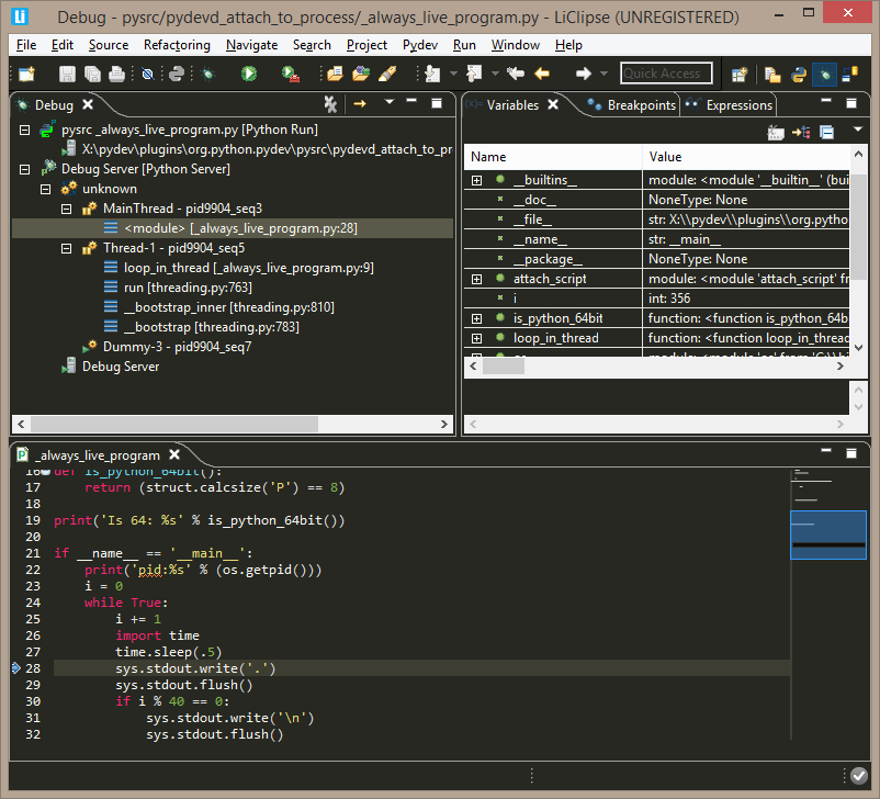 Pydev Adventures Attaching Debugger To Running Process Pydev 3 8 0