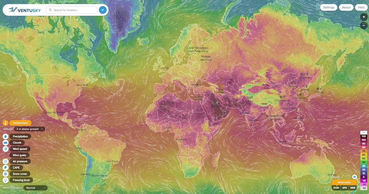 Wind, Rain and Temperature Animated Maps