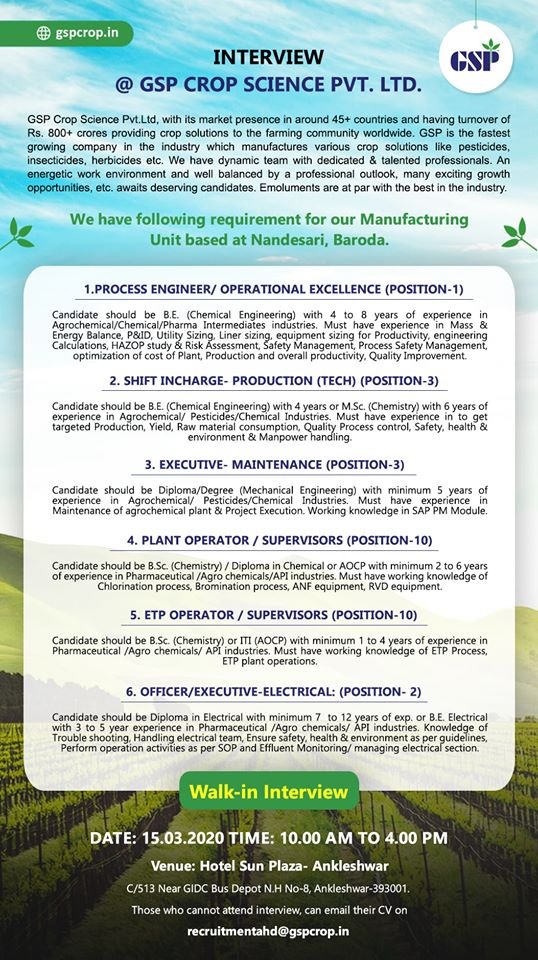 Walk-Ins for Production / Process Engineering / Operational Excellence ...