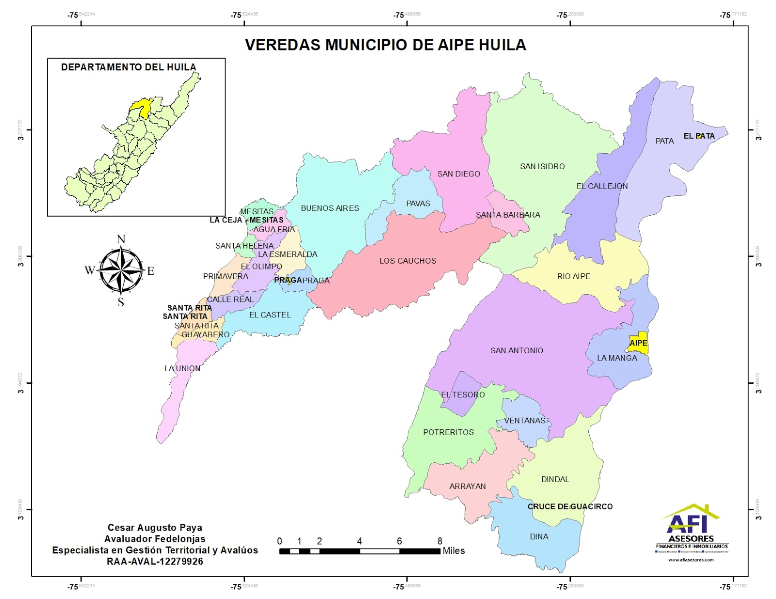 Mapa Veredas Municipio de Aipe Huila | Huila Sig