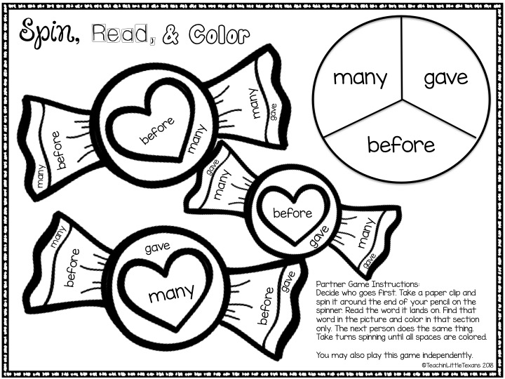 Teachin' Little Texans: Valentine's Day Themed Sight Word Pages + A Freebie
