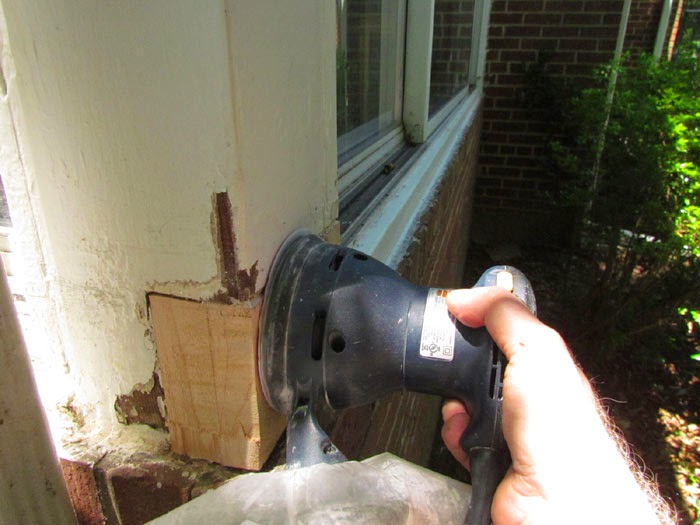 Rotted Exterior Wood Post Repair Completion Crawls Backward (When Alarmed)