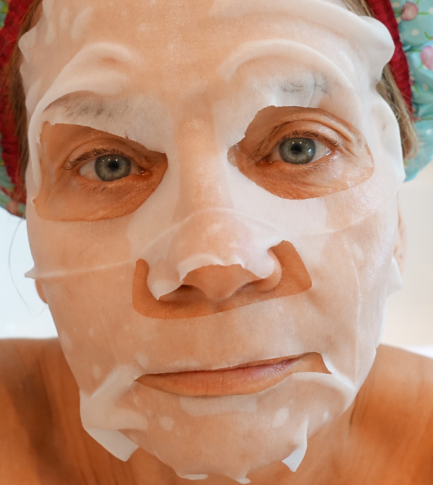 Beauty: wearing a sheet face mask