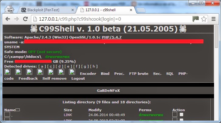 Backdoor en Shell C99.php (Bypass Password) ~ Blackploit [PenTest]