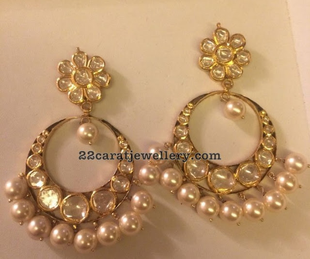 Kundan Polki Large Chandbalis Collection - Jewellery Designs