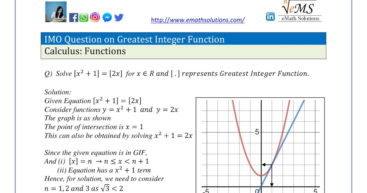 Math Olympiad Question on Equation in Greatest Integer Function (Taken ...