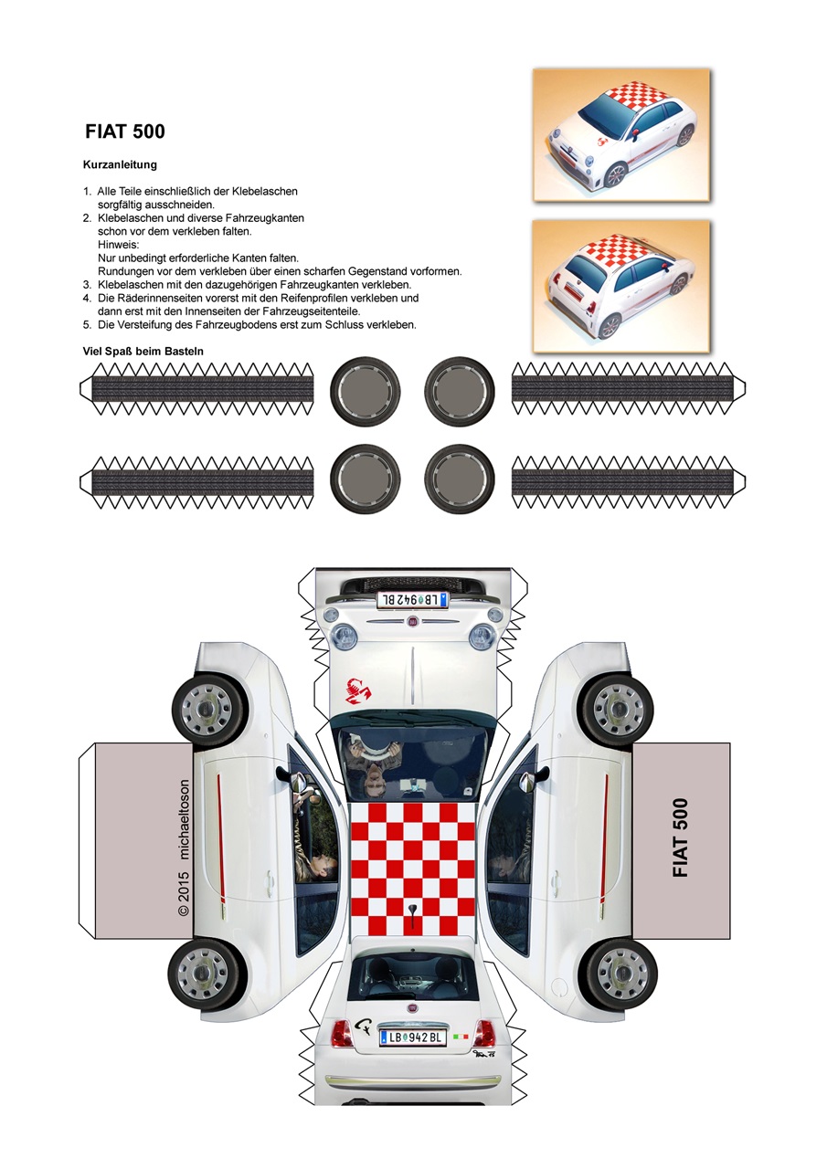 SP. Papel Modelismo: PaperCraft FIAT 500 Cinquecento