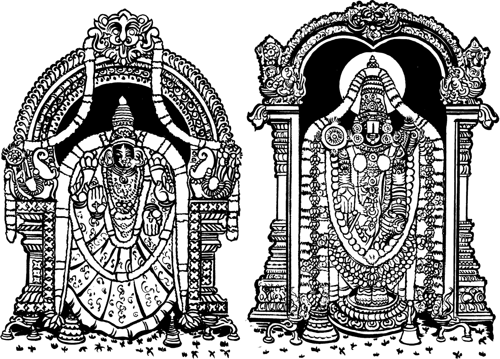 Tamil Cliparts: Venkatachalapathi Line Drawings for invitations