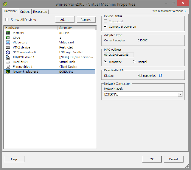 Cara mengganti Network Adapter E1000 to E1000E Vmware ~ Ruvi Gilalo's Blog